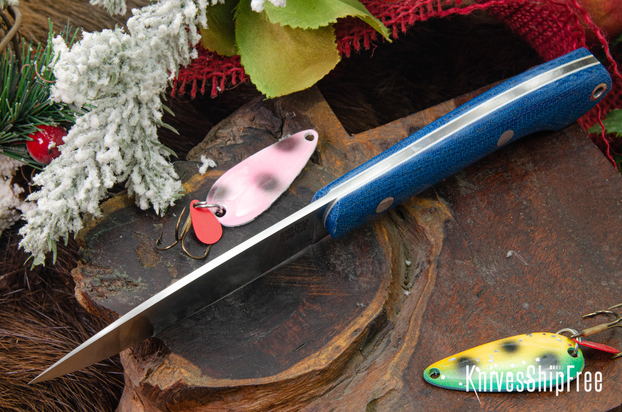 Bark River Knives: Bird & Trout - CPM 154 - Blue Denim Micarta - White ...