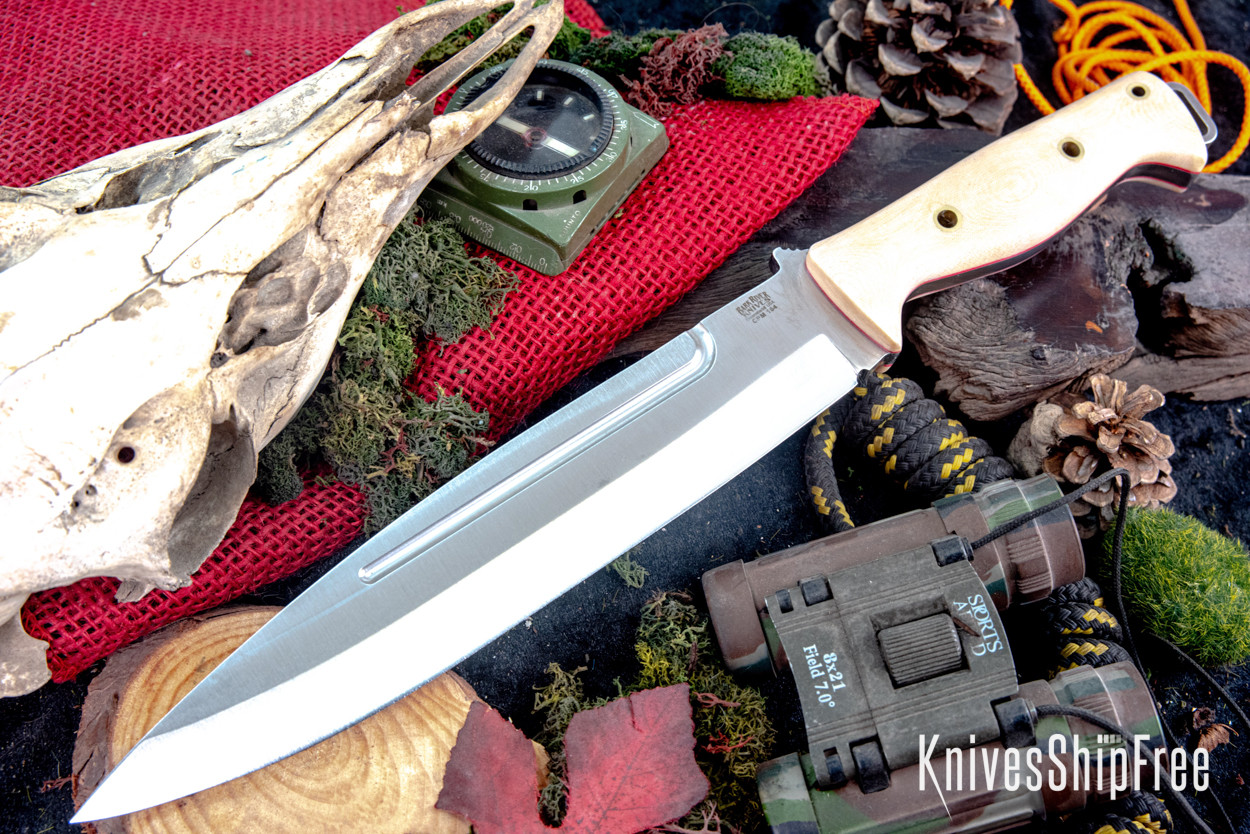 Bark River Knives: Pig Sticker - CPM-154 - Antique Bone Linen Micarta ...