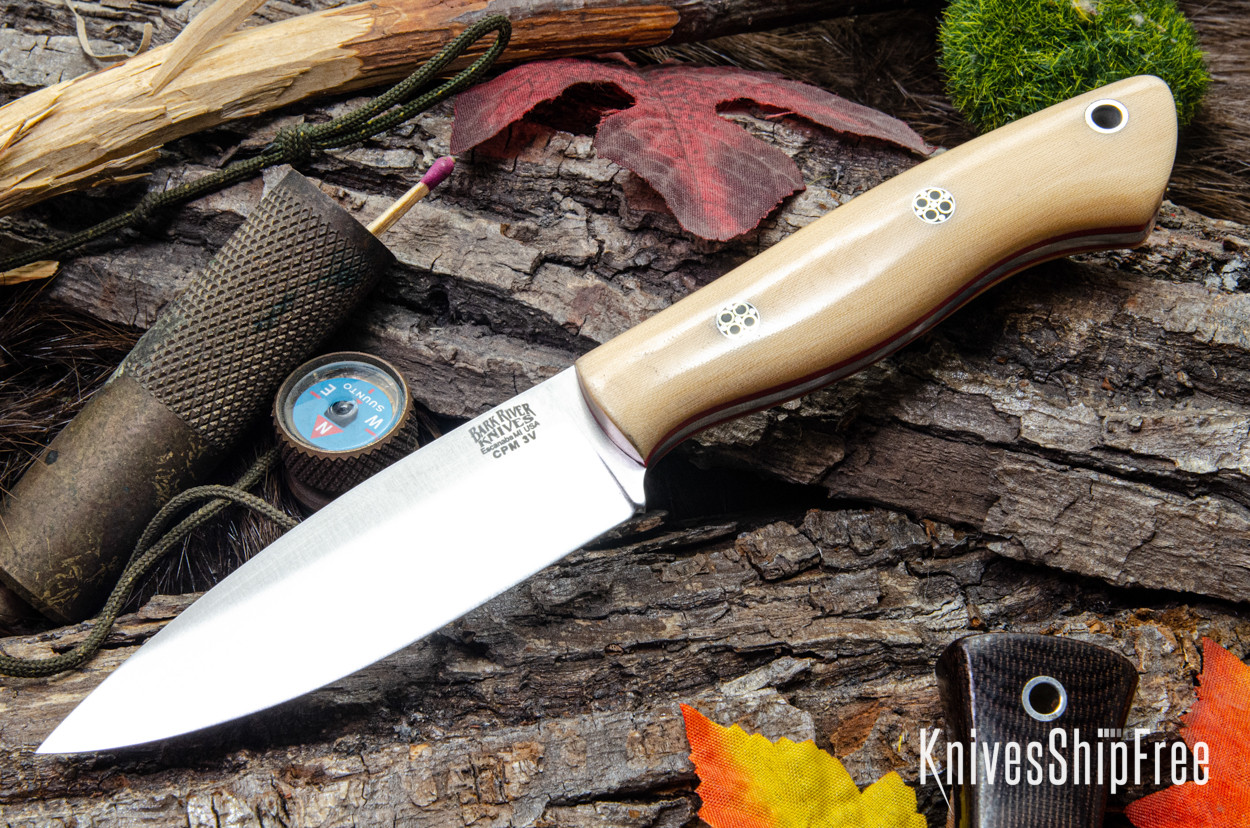 Bark River Knives: Mini Aurora - CPM-3V - Antique Bone Linen Micarta ...