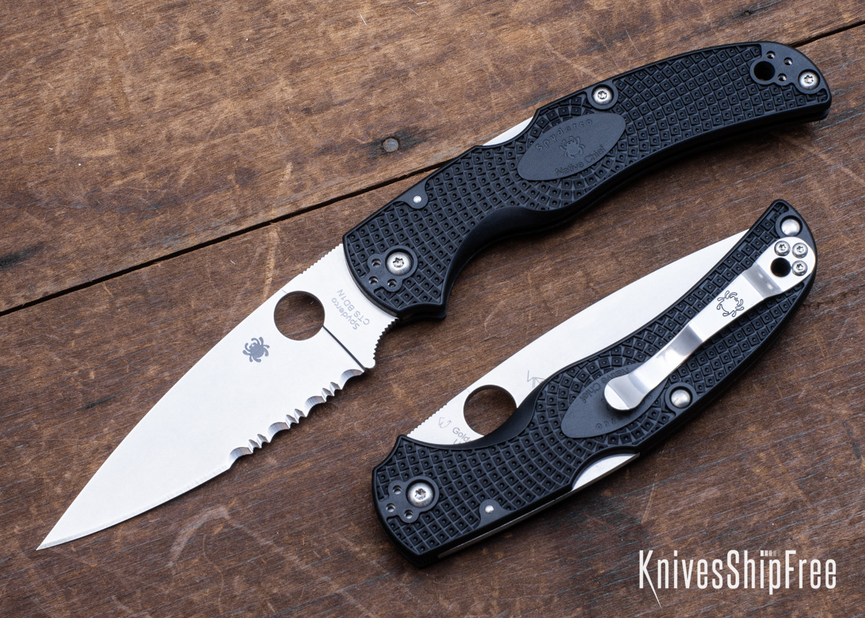 Spyderco: Native Chief Lightweight - Black FRN - CTS-BD1N - Combo Edge ...