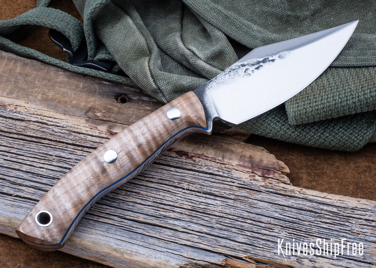 Lon Humphrey Knives: Blacktail - Forged 52100 - Curly Maple - Blue ...