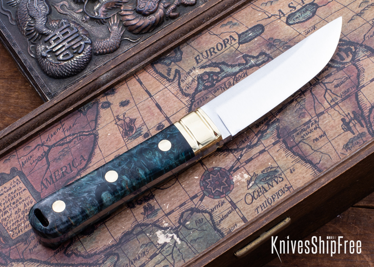 Bark River Knives: Kitsune Tanto - CPM 154 - Brass Bolster - Forest ...