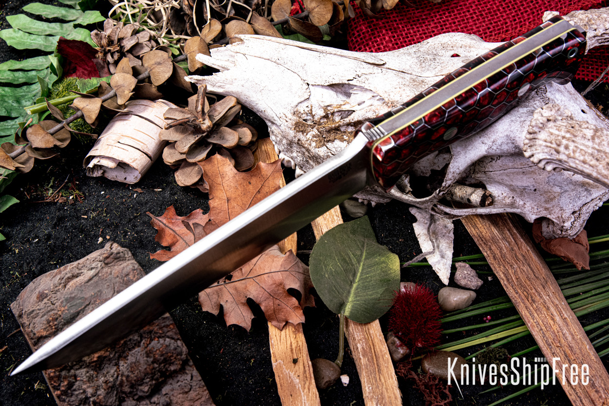 Bark River Knives: Bravo 2 - CPM 3V - Devil's Cut Caged Voodoo Resin - Yellow Liner