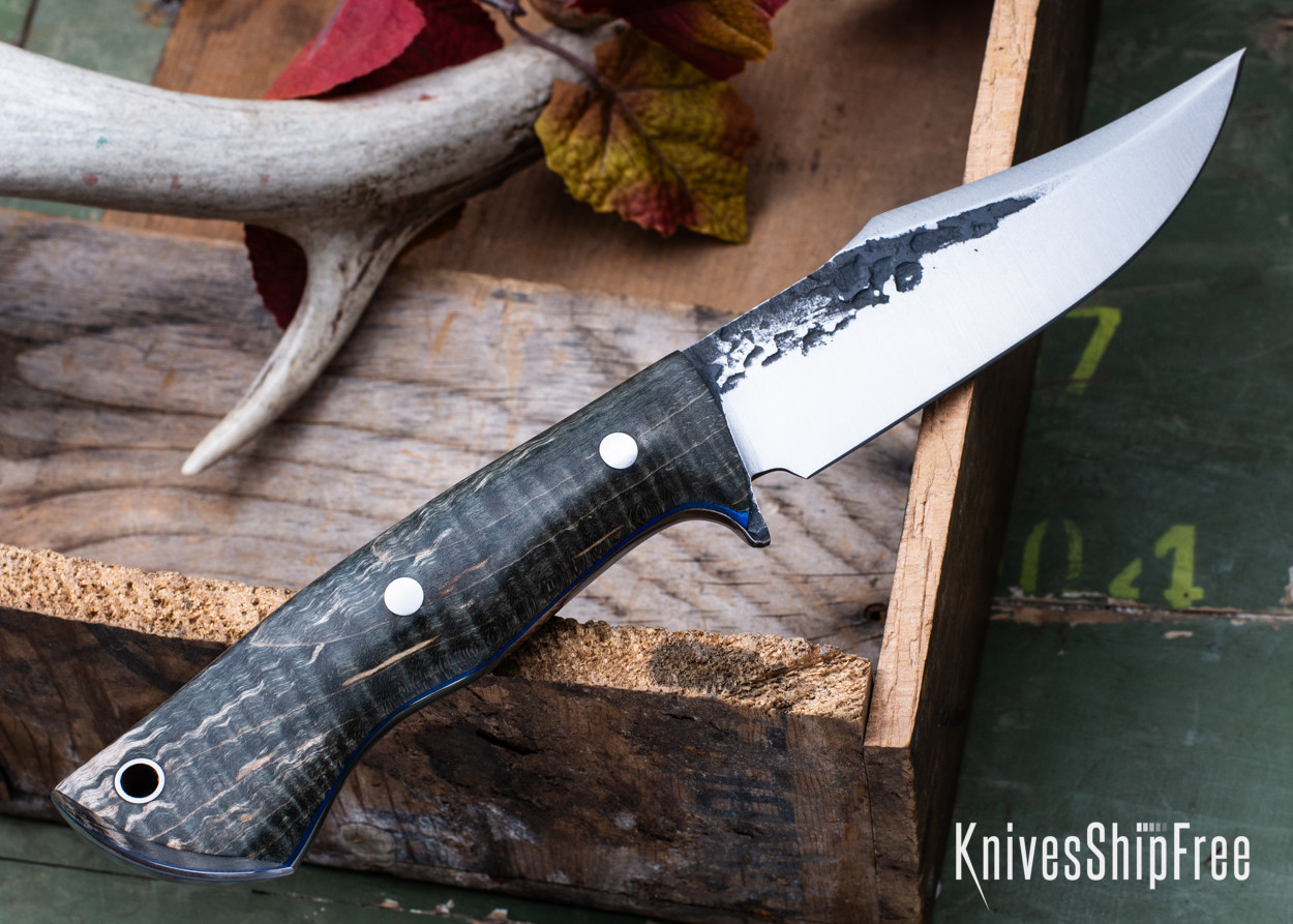 Lon Humphrey Knives: Parabellum - Forged 52100 - Curly Maple - Blue ...