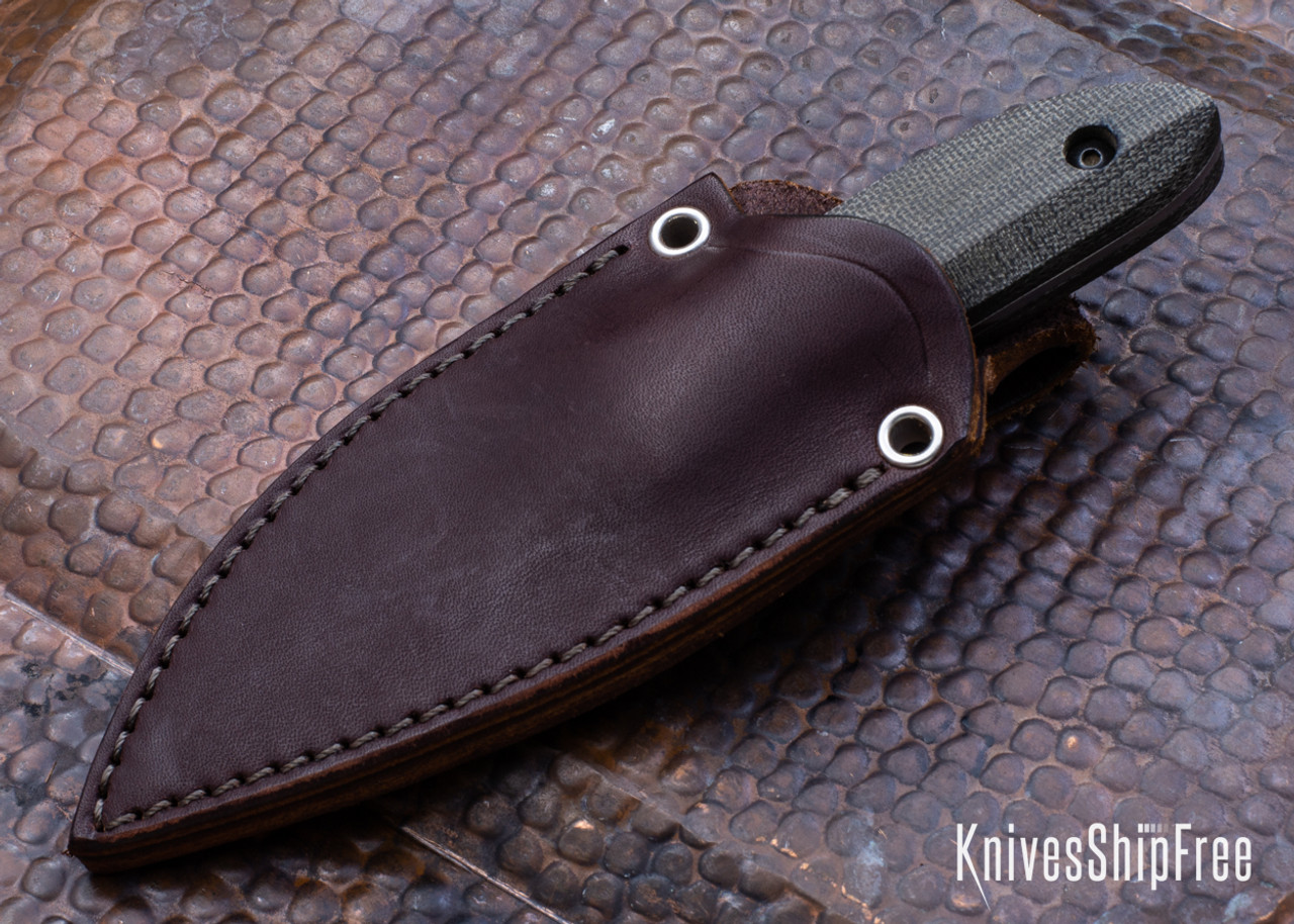 L.T. Wright Knives: Woods Monkey Kerf Carver - Green Micarta - AEB-L - Scandi