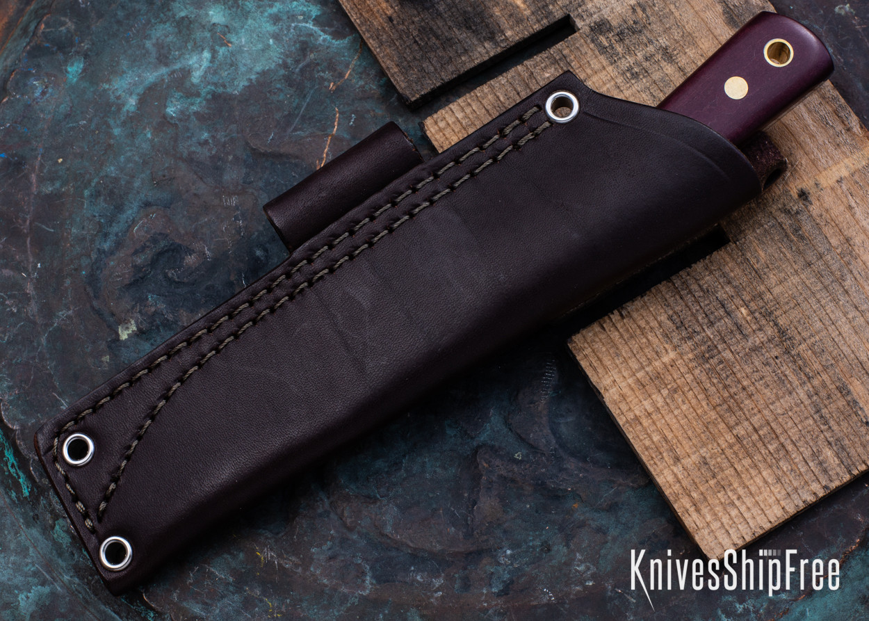 L T Wright Knives Large Pouter Green Canvas Micarta Polished