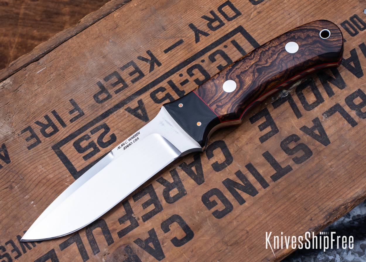 Alan Warren Custom Knives: #2580 The Roy Knife - Ironwood Burl - Black ...