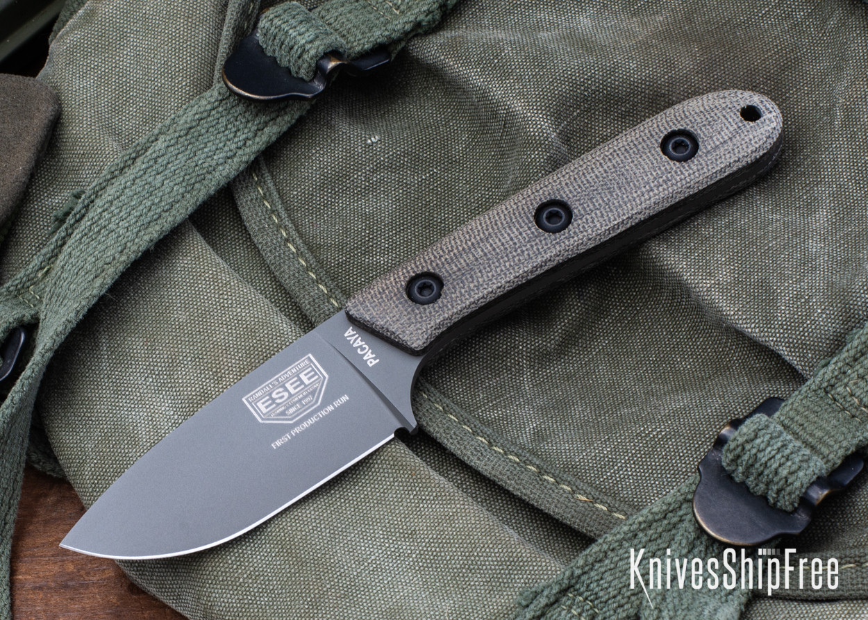 ESEE Knives: Pacaya - CPM 3V - OD Canvas Micarta - Olive Cerokote