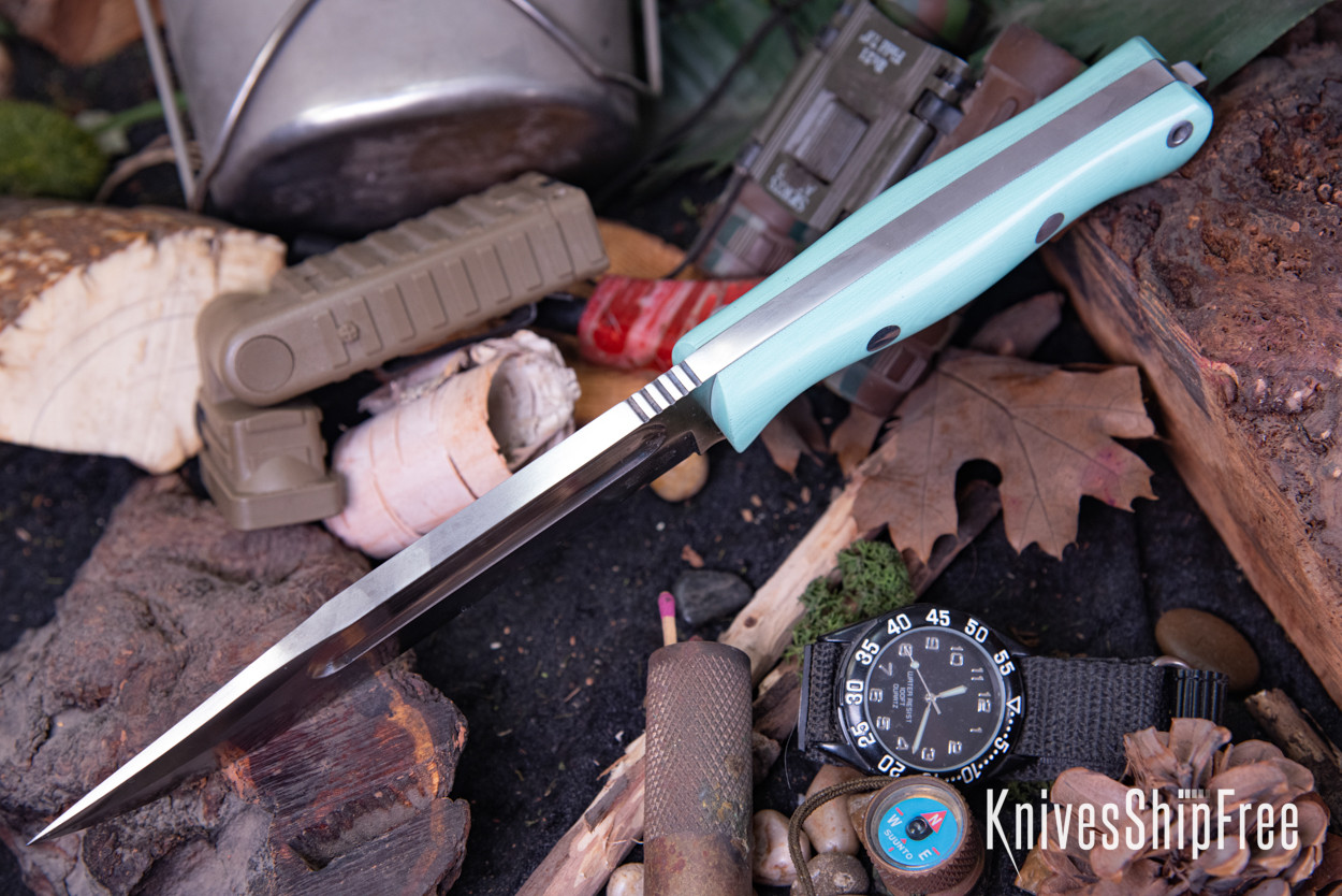 Bark River Knives: Squad Leader II - CPM 3V - Sea Blue G-10 - Sea Blue ...