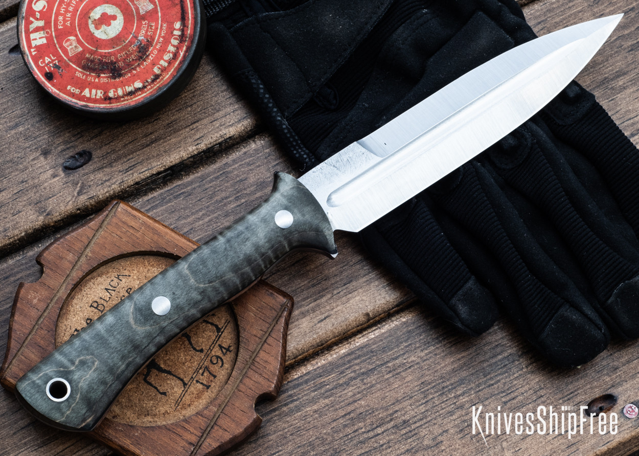 Lon Humphrey Knives: Archangel - 52100 Tool Steel - Curly Maple - Black ...