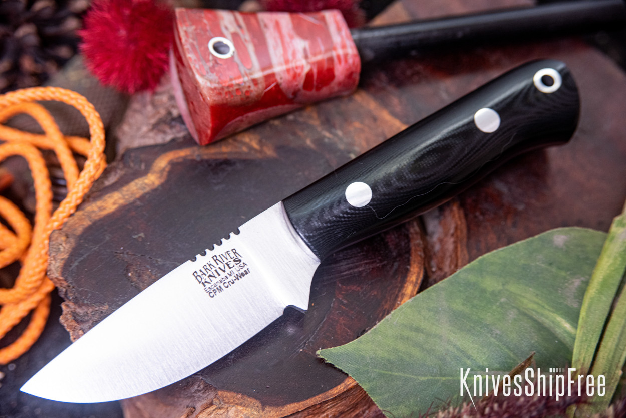 Bark River Knives: Bravo Necker - Cru-Wear - Black Linen Micarta