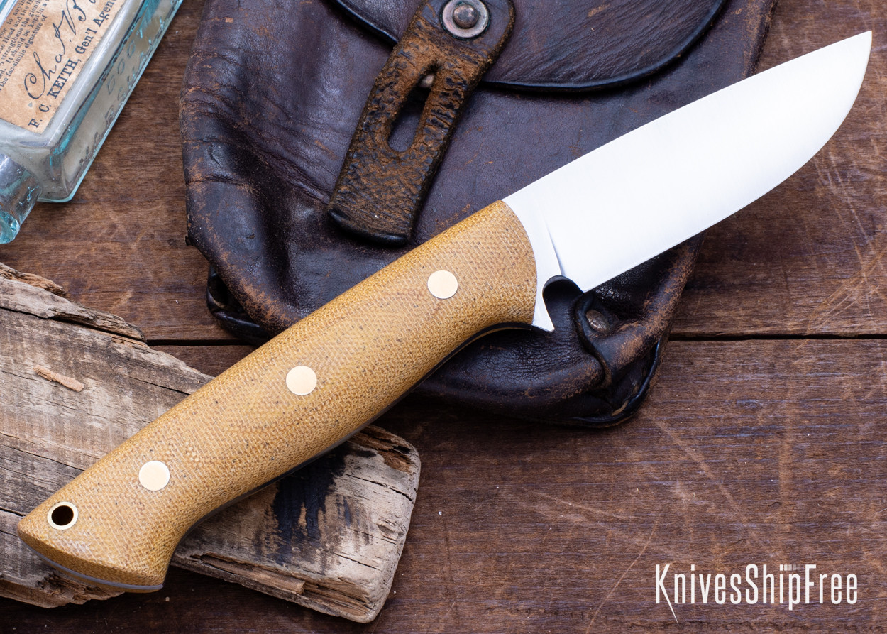 Lishen Knives: Dakota - Matte Natural Canvas - Brass Pins - LK21AK055