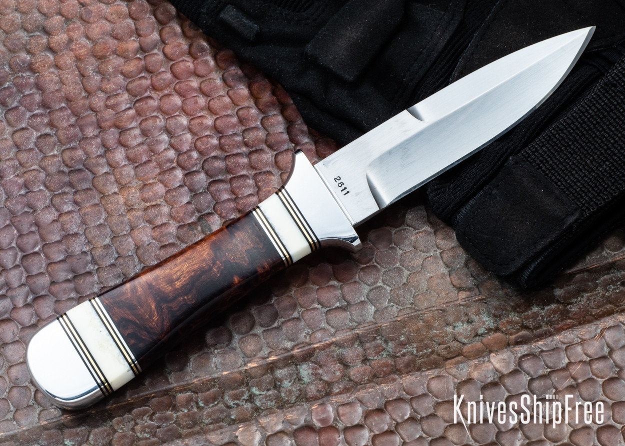 Alan Warren Custom Knives: #2611 Boot Dagger - Ironwood Burl - Fossil ...