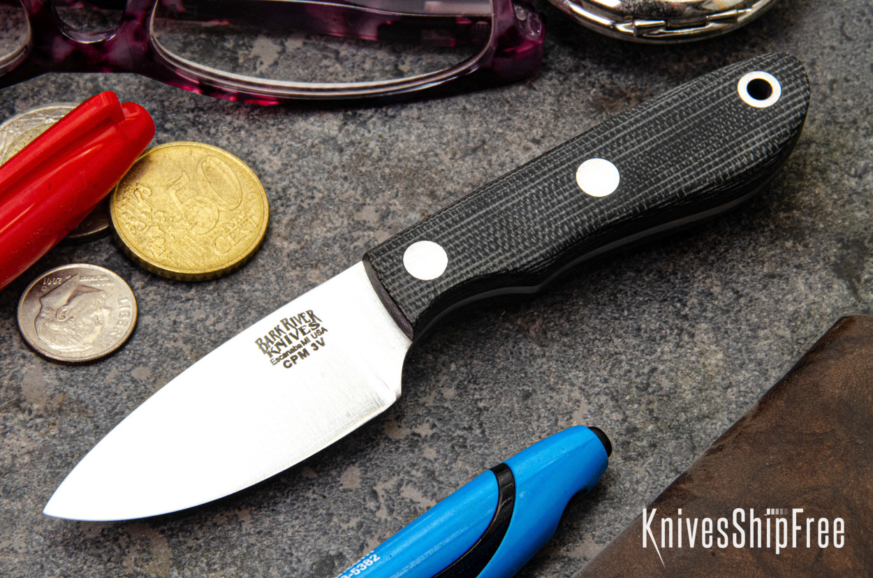 Bark River Knives: PSK - CPM 3V - Black Canvas Micarta - Matte