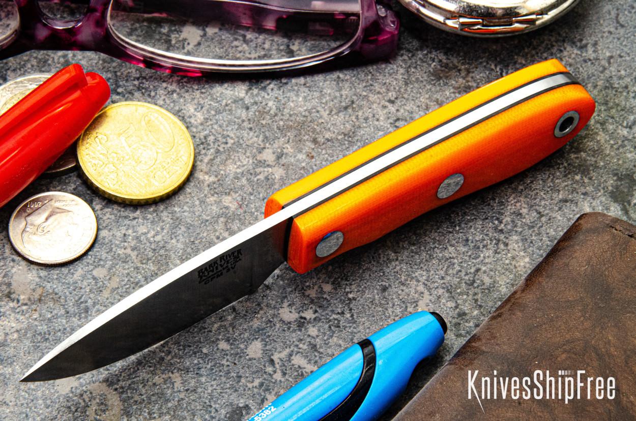 Bark River Knives: PSK - CPM 3V - Blaze Orange G-10 - Black Liners