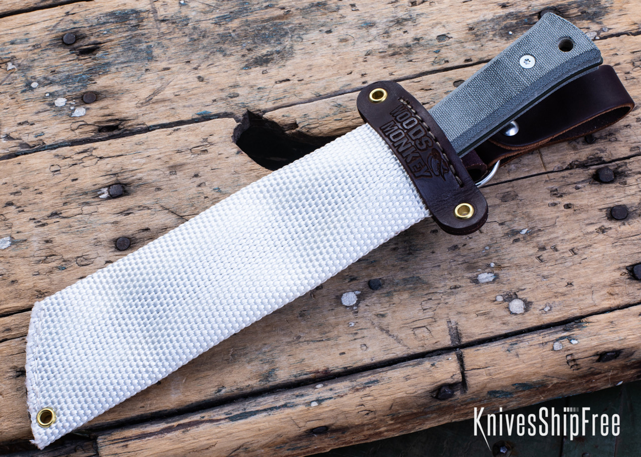 L.T. Wright Knives: Woods Monkey Half/Chete - Black Micarta - Matte - 1095 Carbon Steel - OD ...
