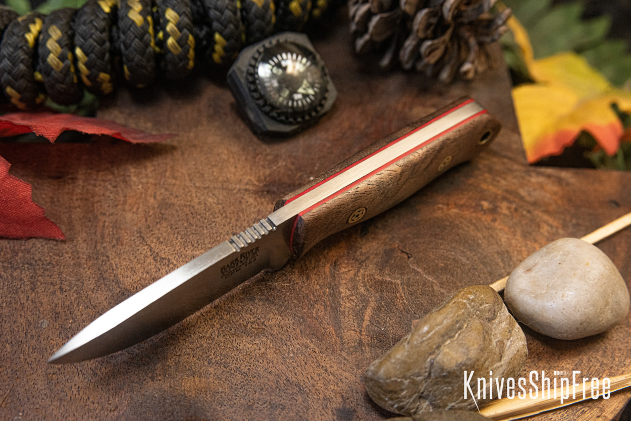 Bark River Knives: Micro Bravo CPM-154 - Walnut Burl - Red Liners ...