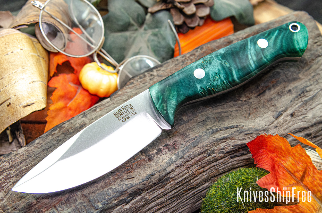 Bark River Knives: North Country EDC - CPM 154 - Emerald Green Maple Burl