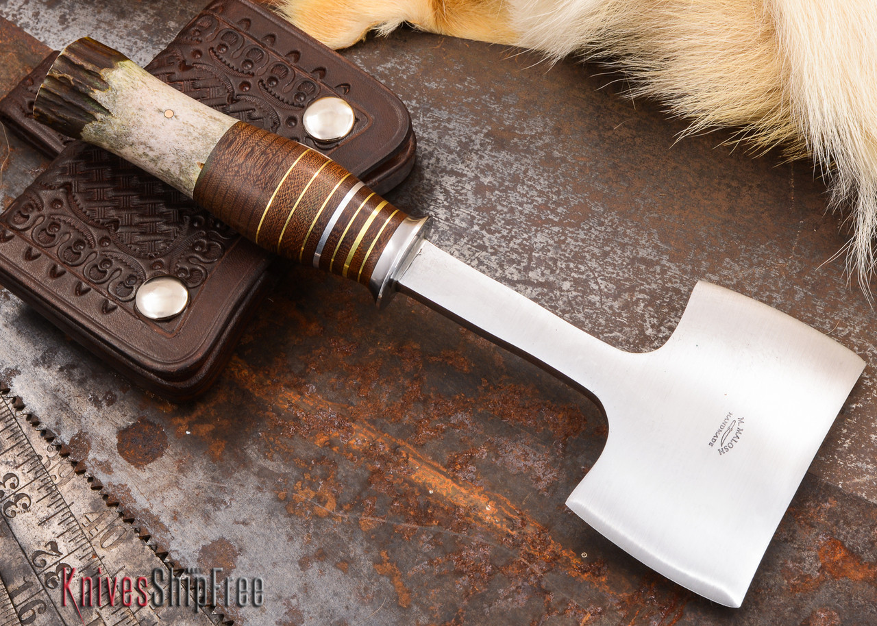 Mike Malosh: Double Bit Hatchet - Natural Stag / Stacked Leather