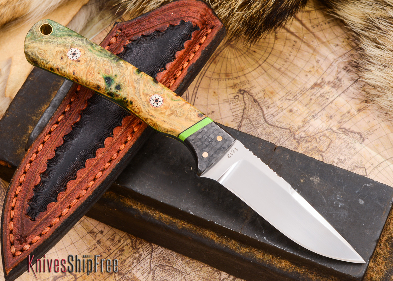 Alan Warren Knives: Custom Neck Knife - Buckeye Burl - #1812