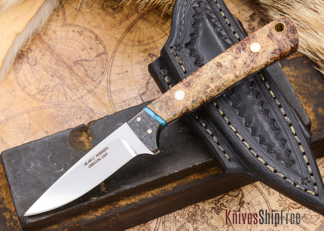 Alan Warren Knives: Custom Neck Knife - Buckeye Burl - #1781