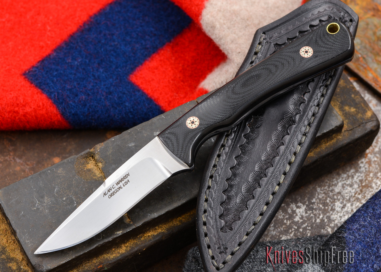Alan Warren Knives: Custom Neck Knife - Black G-10 - #1807