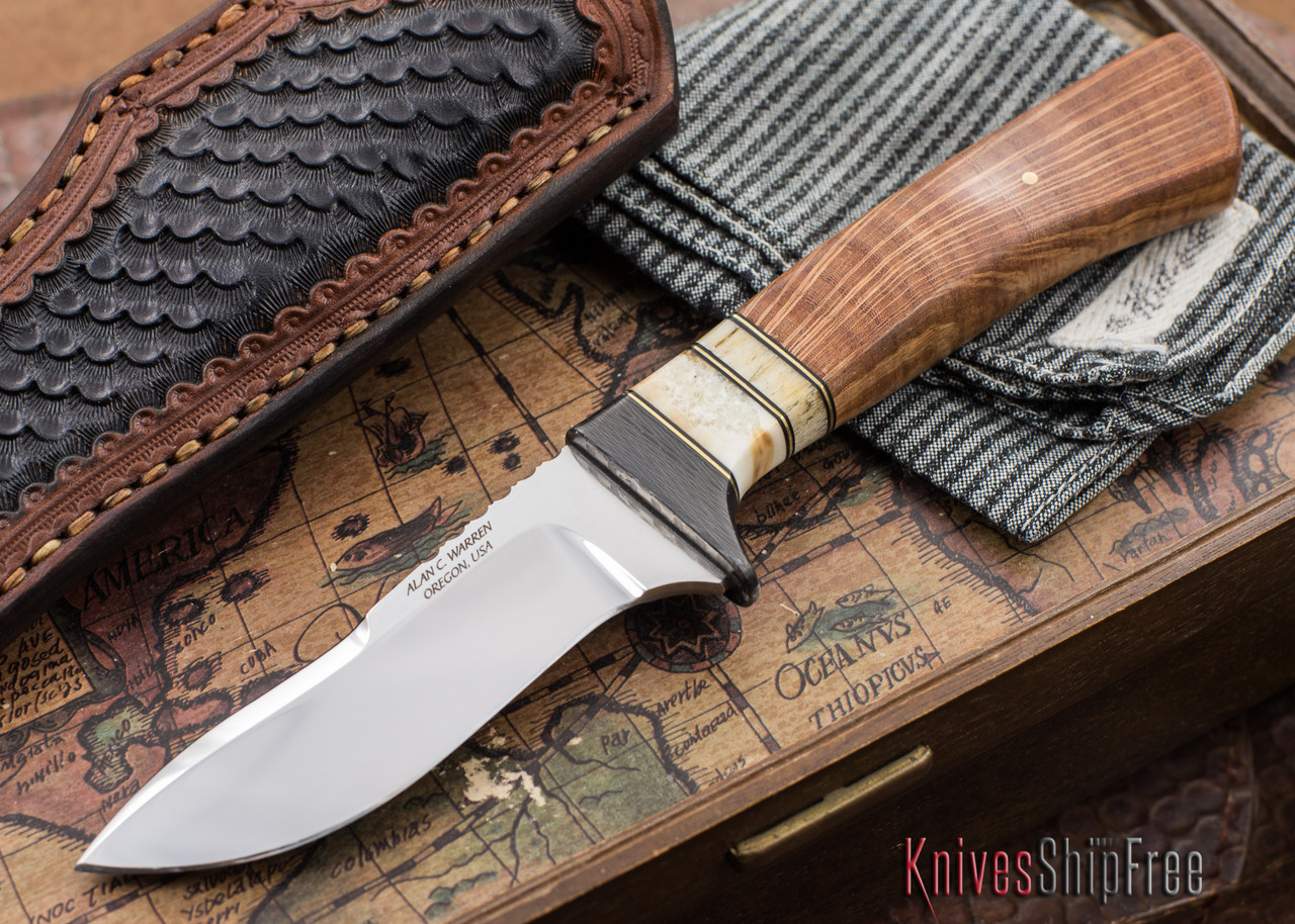 Alan Warren Knives: Humpback Skinner - Lacewood - Carbon Fiber - #1678