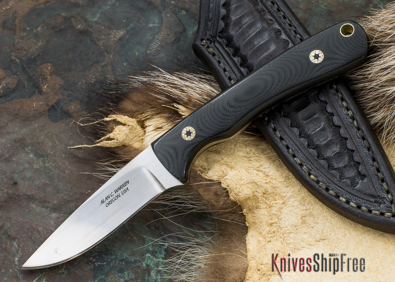 Alan Warren Knives: Custom Neck Knife - Black G-10 - #1827