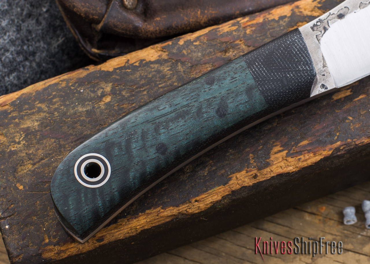Fiddleback Forge: Minimuk - Curly Mango - Black Bolsters - O1 Steel