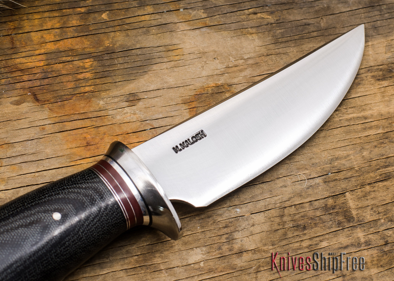 Mike Malosh Customs: Woodcraft Hunter Knife - Black Linen Micarta - 060904
