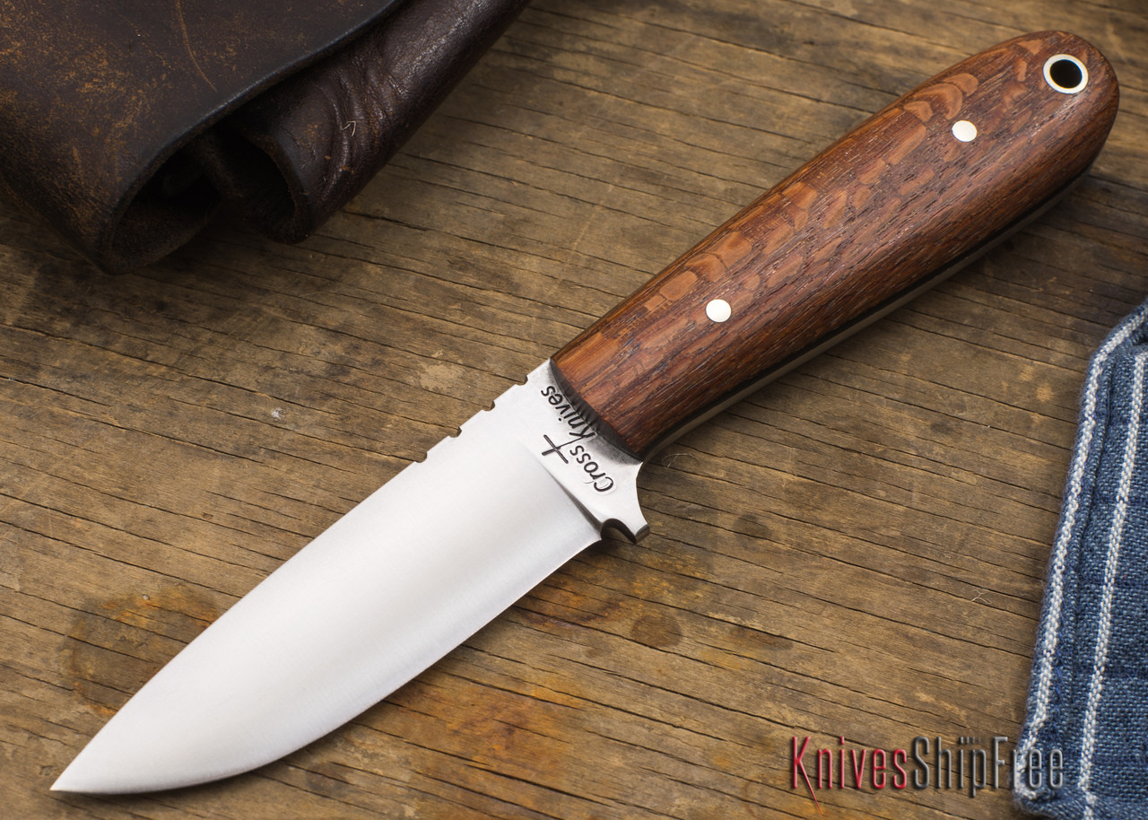 Cross Knives: EDC Knife - Stabilized Leopardwood - Black Liners