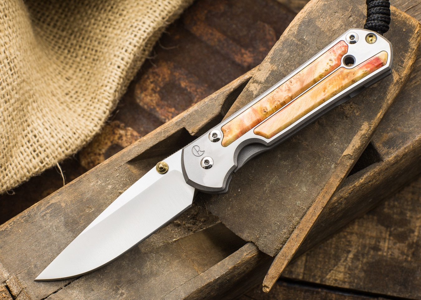 Small Sebenza 21 - Box Elder Burl Inlay