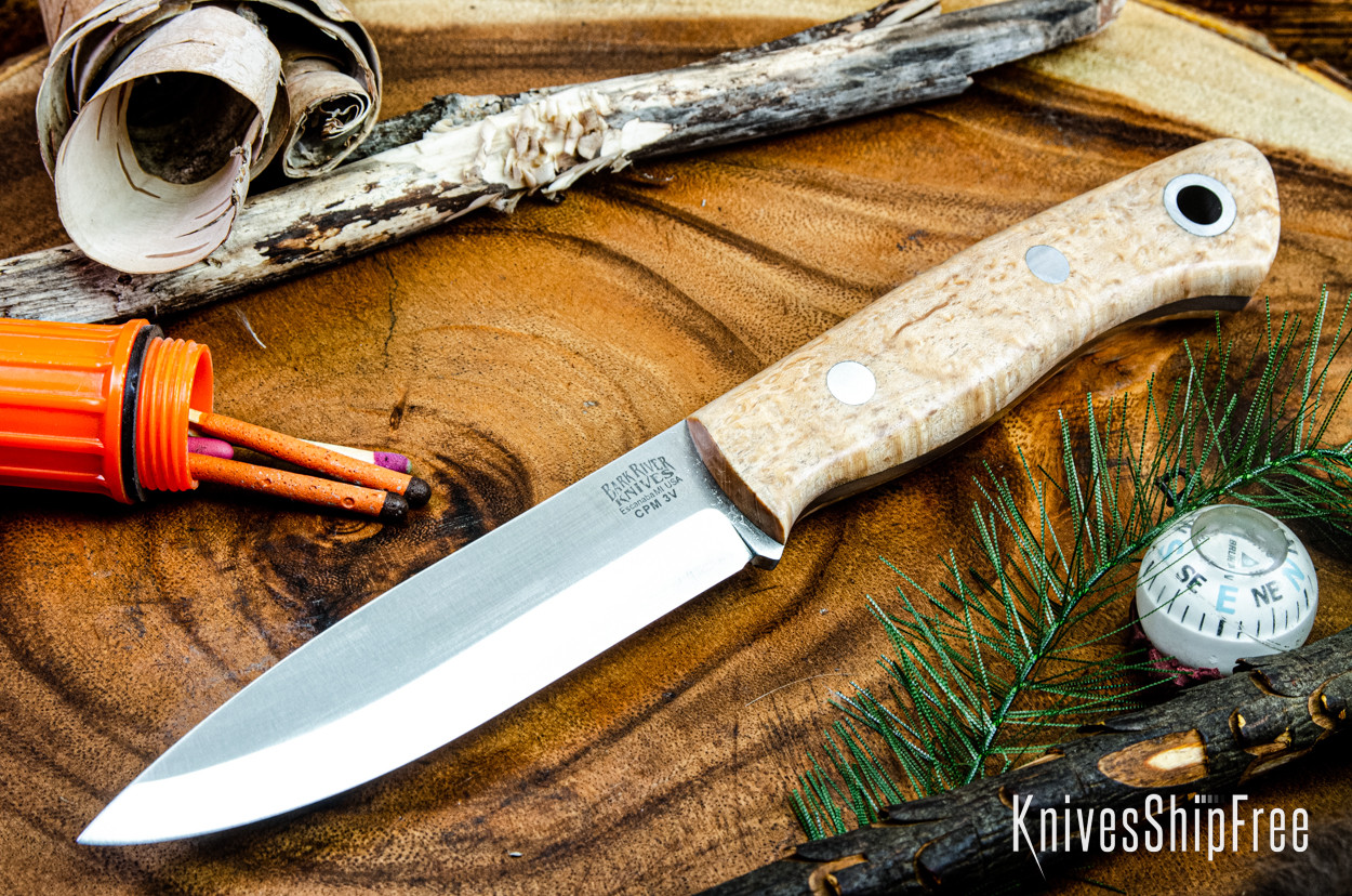 Bark River Knives: Aurora Scandi 3V - Birdseye Maple