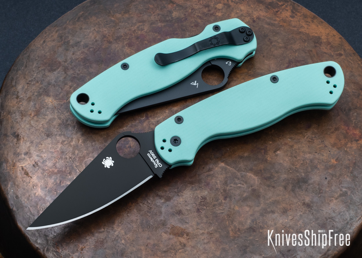 Spyderco: Paramilitary 2 - Teal G-10 - CPM-S90V - Black DLC - Blackout ...
