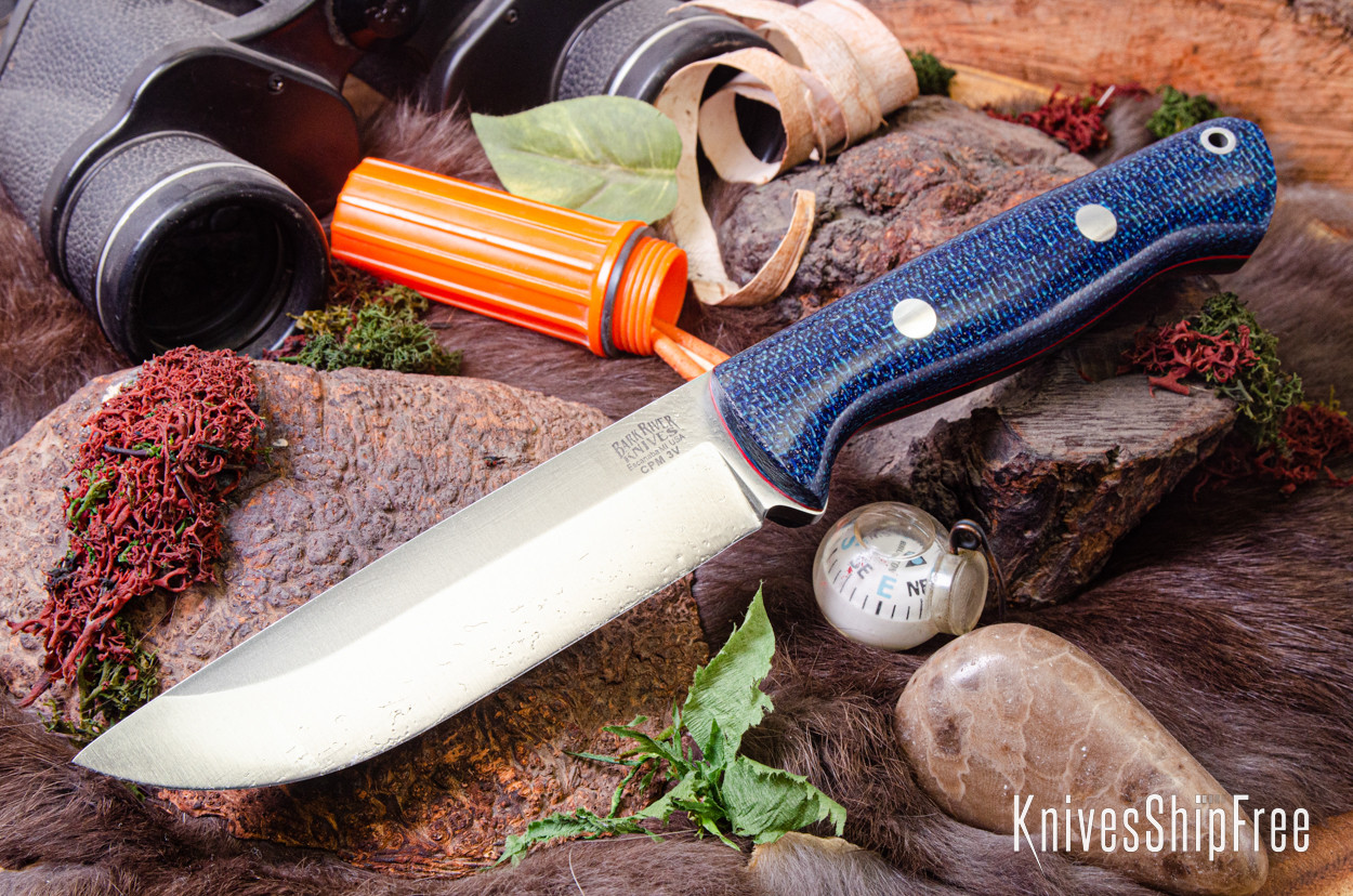 Bark River Knives: Bravo 1.25 - CPM 3V - Navy Burlap - Red Liner - Rampless