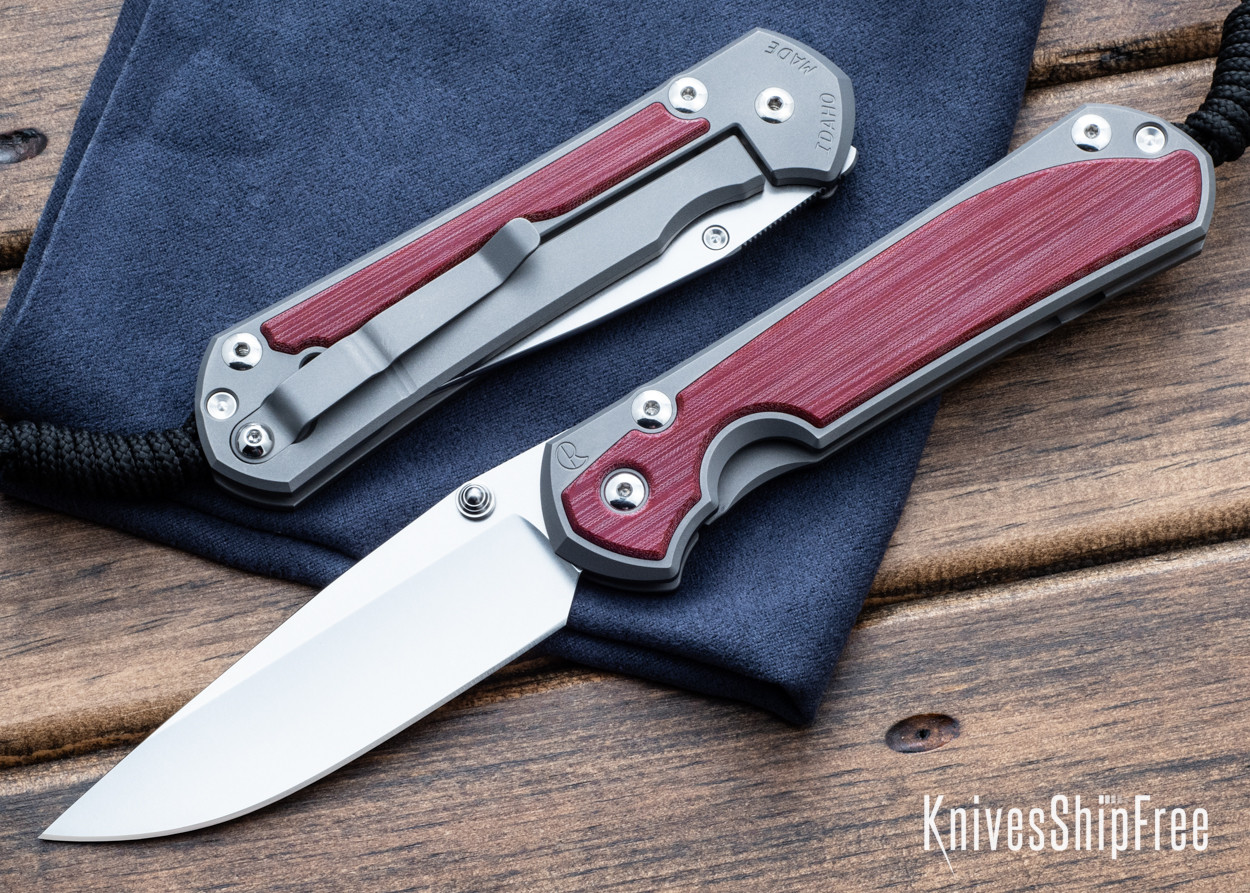 Chris Reeve Knives: Large Sebenza 31 - Red Linen Micarta Inlay - Glass ...