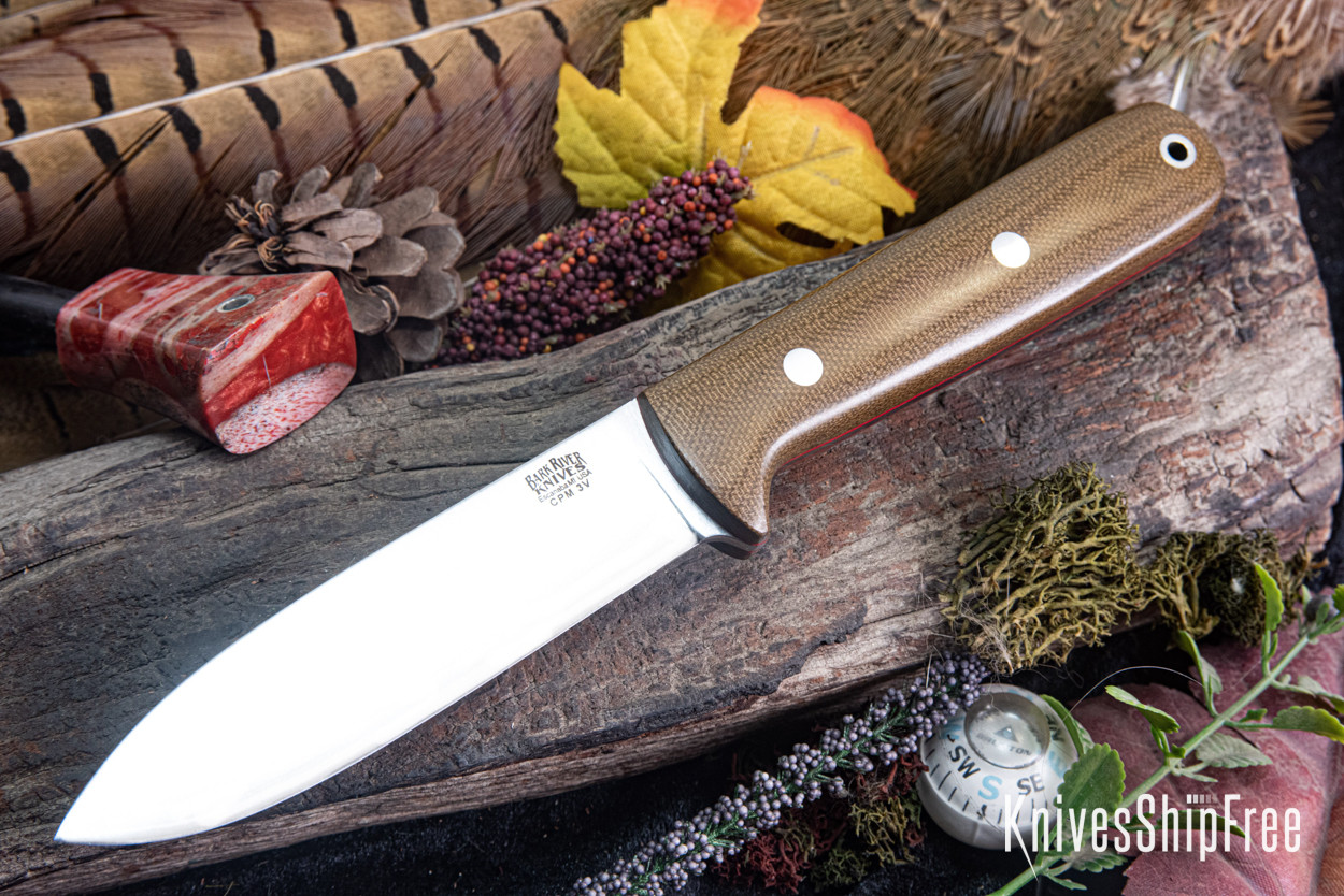 Bark River Knives: Kephart 4 - CPM 3V - Green Canvas Micarta - Red Liners