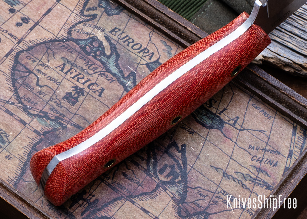 Lishen Knives: Skinner - Red Canvas Micarta - Hollow Brass Pins - AEB-L ...