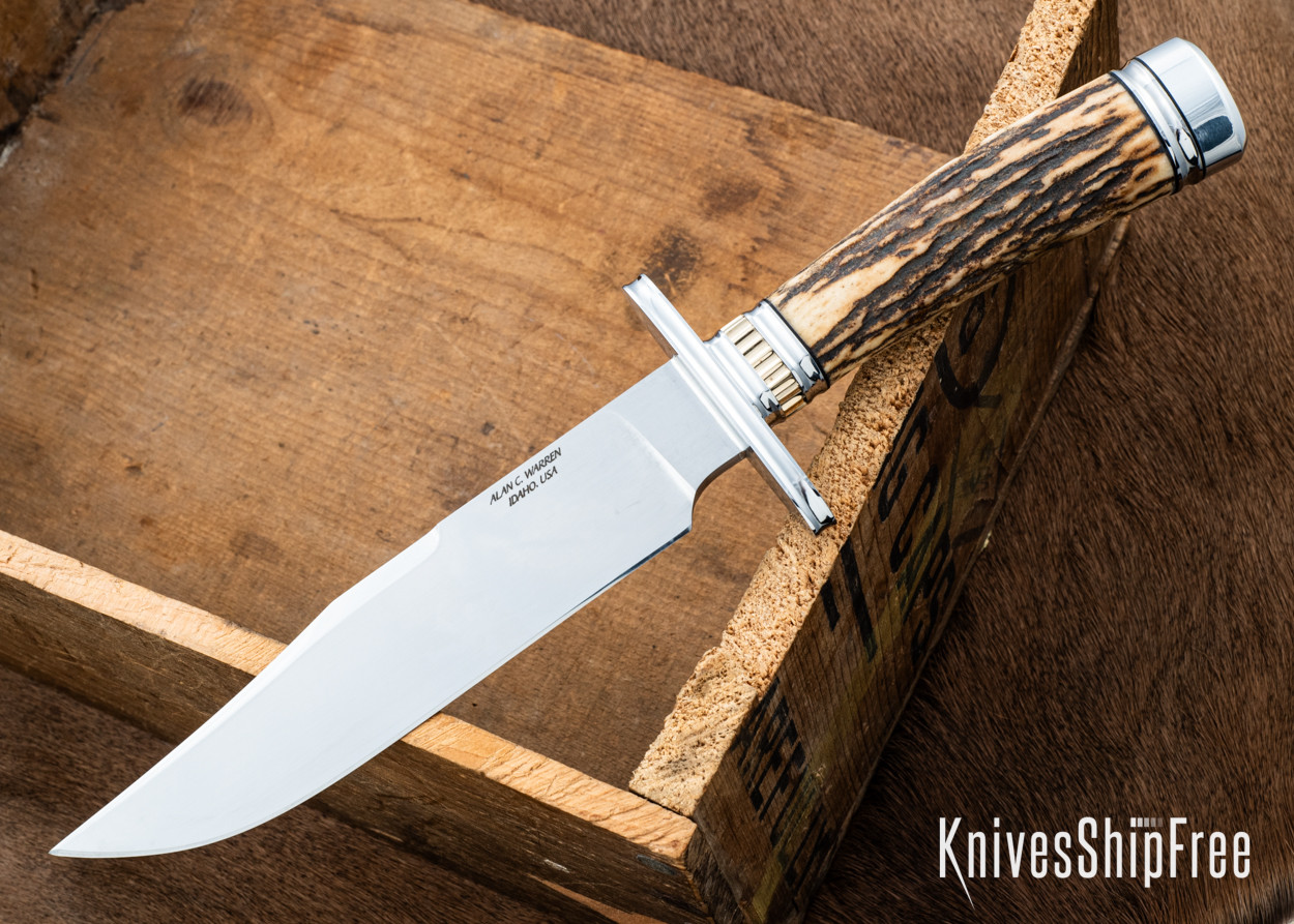 Alan Warren Custom Knives: #2625 Mini Southwest Bowie- Sambar Stag ...