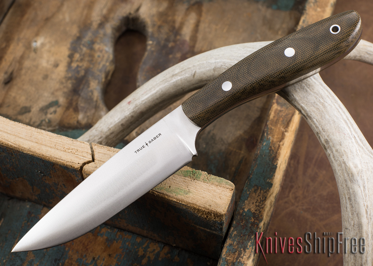 True Saber Knives: Delaware - Green Canvas Micarta