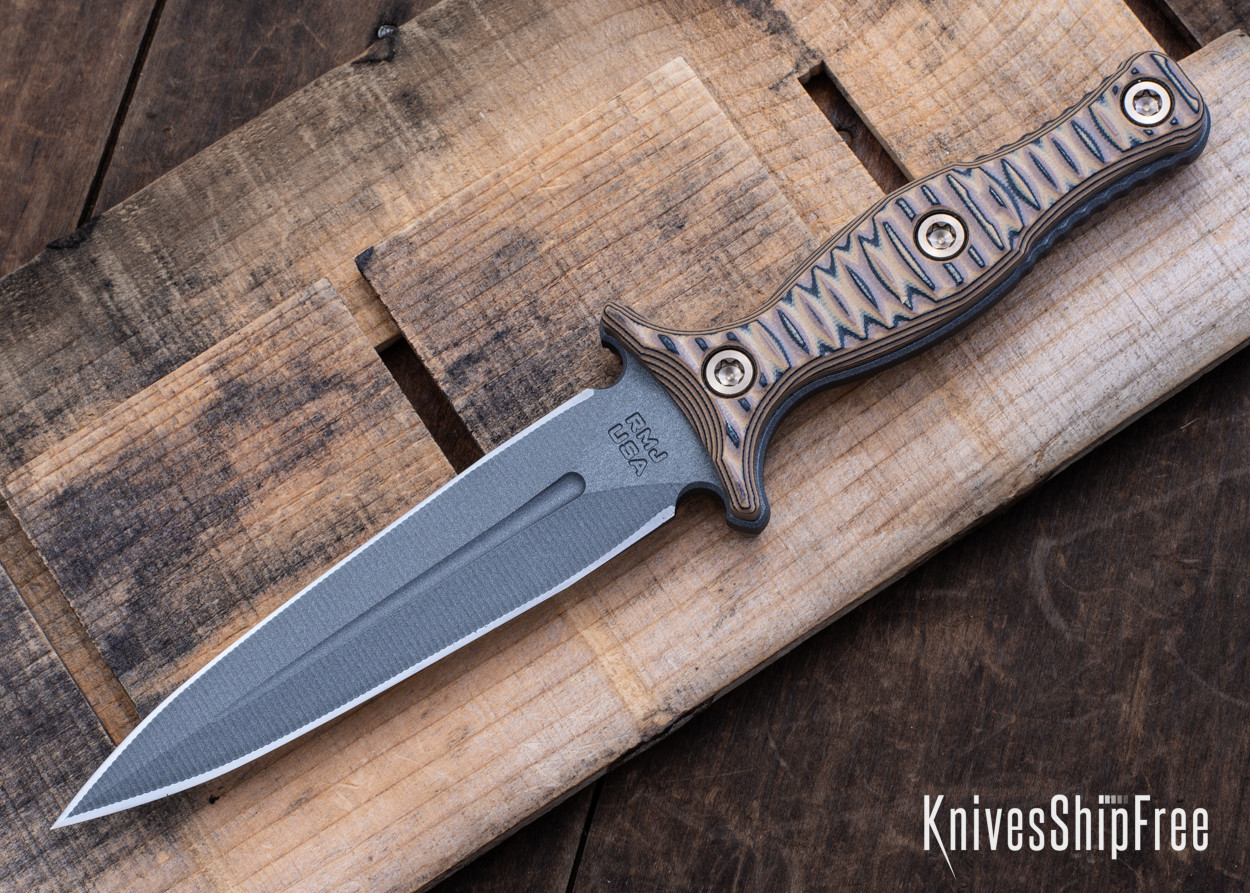 RMJ Tactical: Raider Dagger - Hyena Brown G-10 - CPM-3V - Tungsten Cerakote