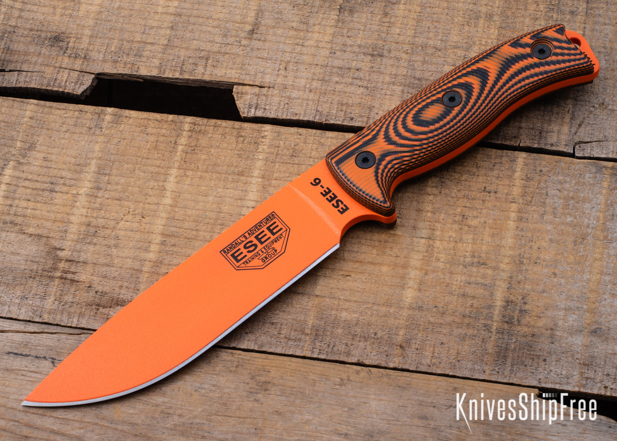 ESEE Knives: ESEE-6POR-006 - Orange Blade - 3D Orange/Black G-10