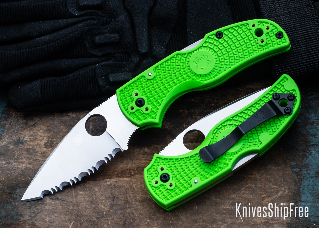 Spyderco: Native 5 Salt - Green FRN - LC200N - Serrated - C41SGR5