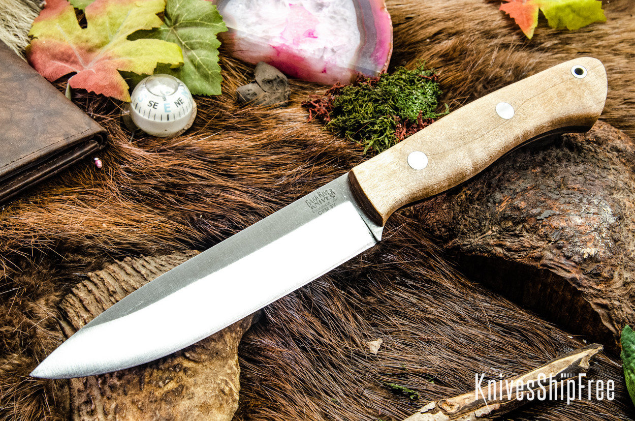 Bark River Knives: Aurora II - CPM 3V - Natural Curly Maple