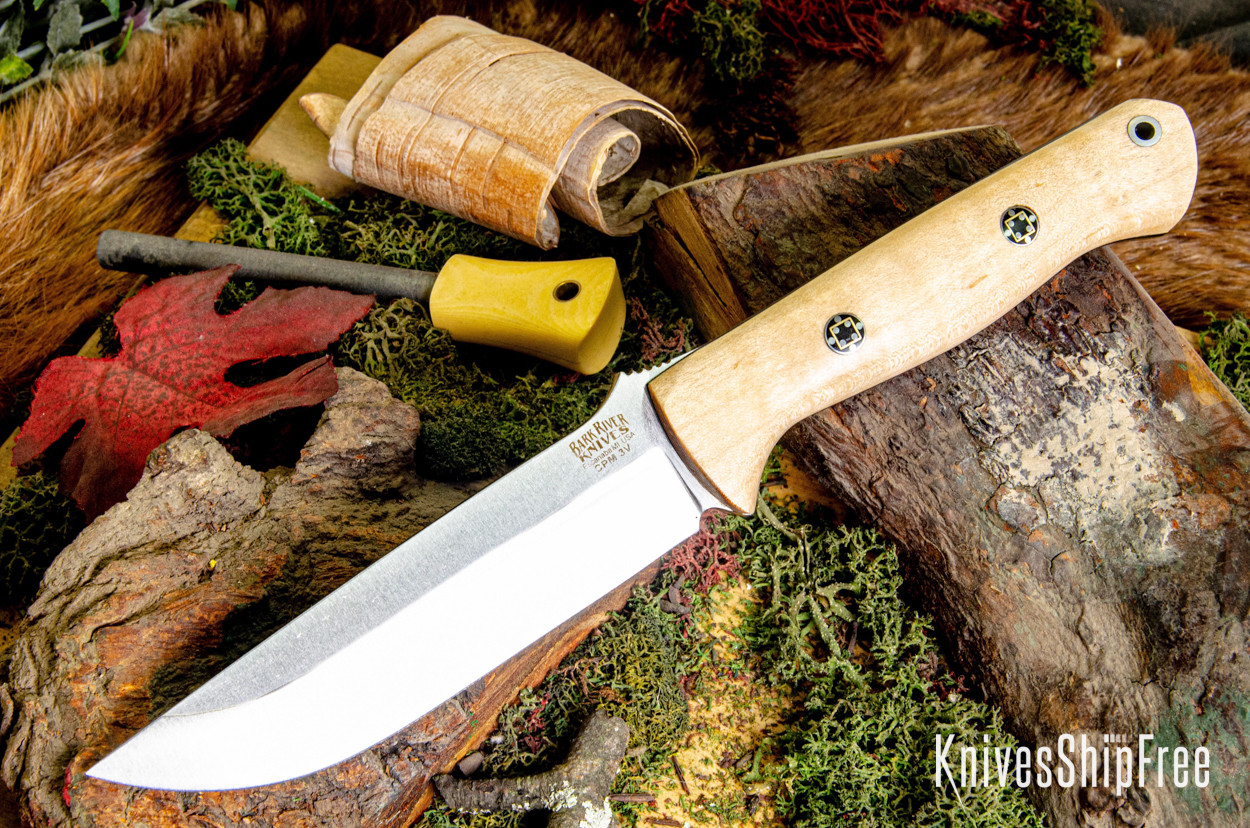 Bark River Knives: Bravo 1.25 LT - CPM 3V - Natural Curly Maple - Black ...