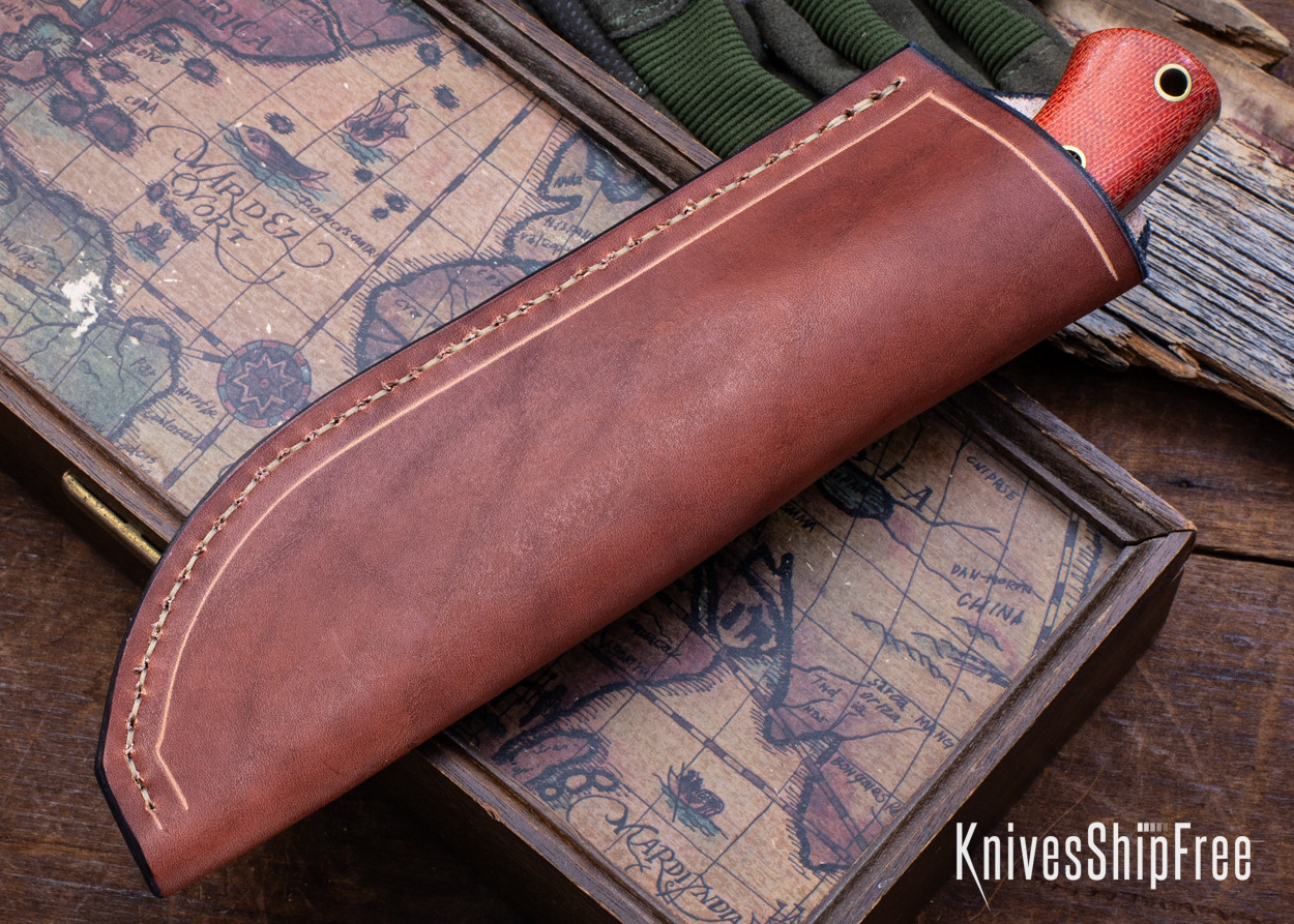 Lishen Knives: Skinner - Red Canvas Micarta - Hollow Brass Pins - AEB-L ...