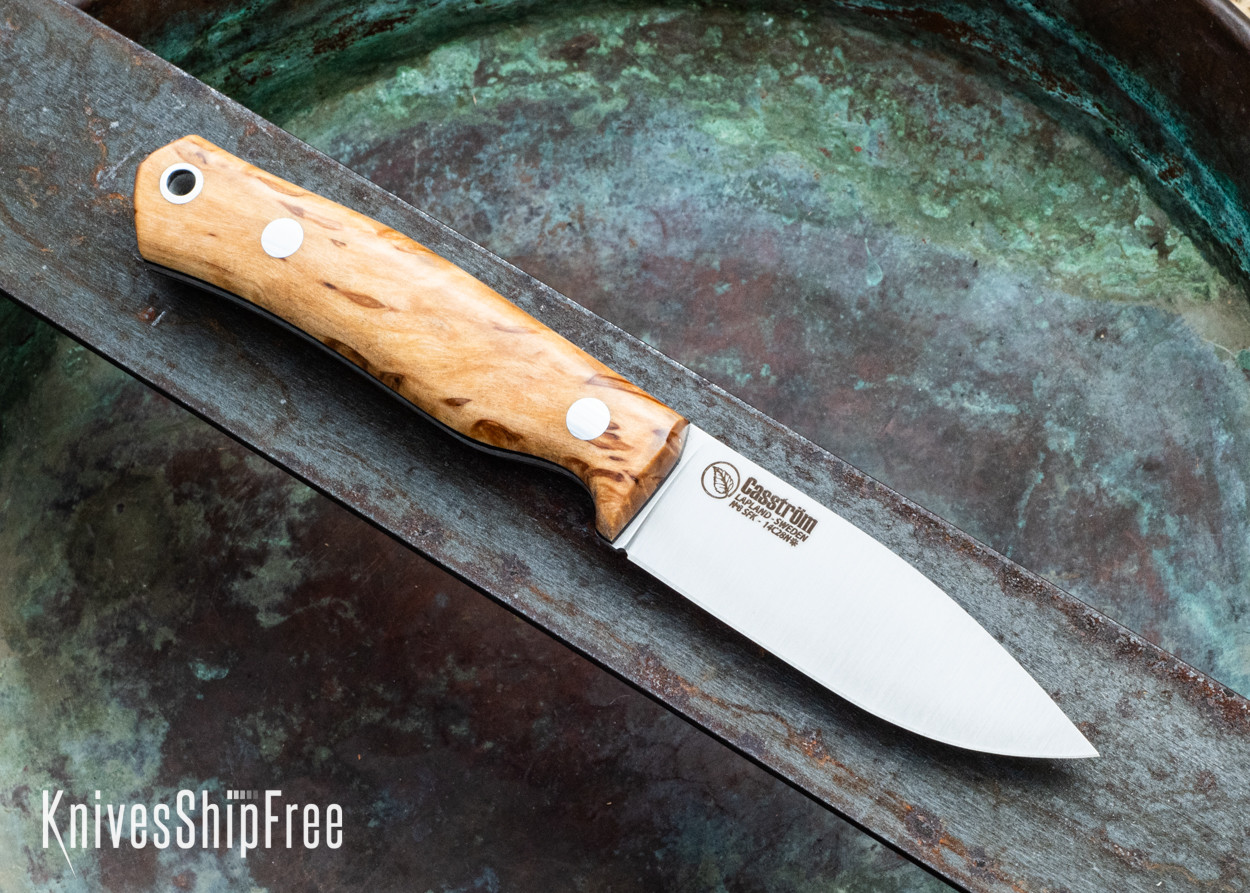 Casstrom: No.8 SFK - Curly Birch - 14C28N - Flat Grind