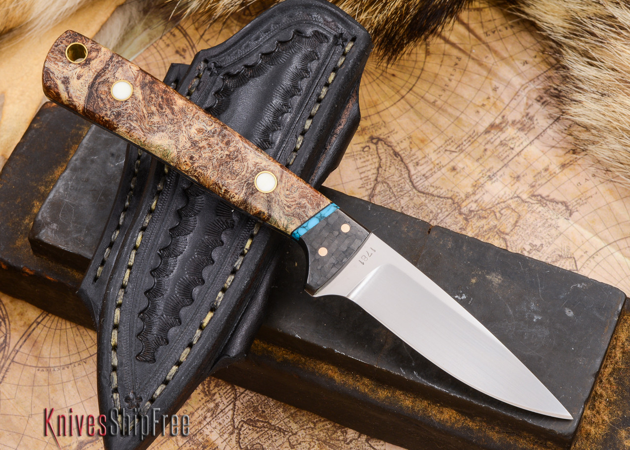 Alan Warren Knives: Custom Neck Knife - Buckeye Burl - #1781