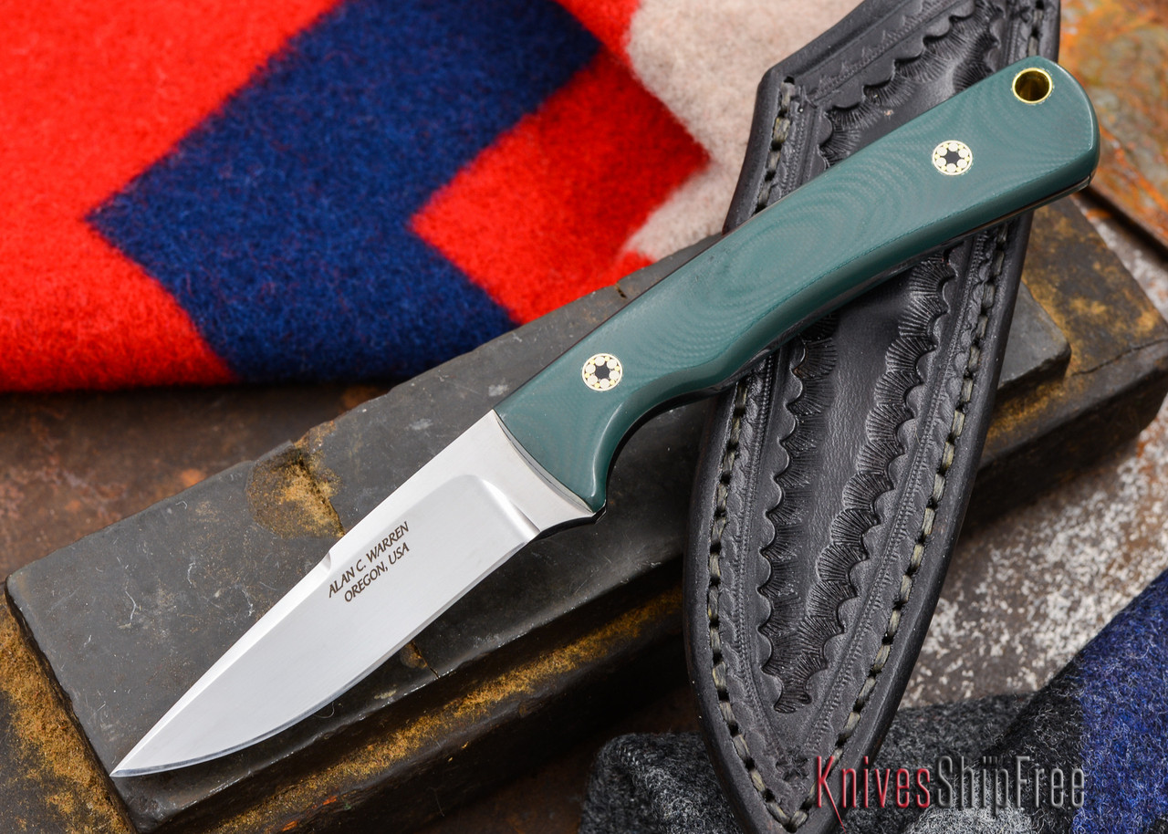 Alan Warren Knives: Custom Neck Knife - Forest Green G-10 - #1805