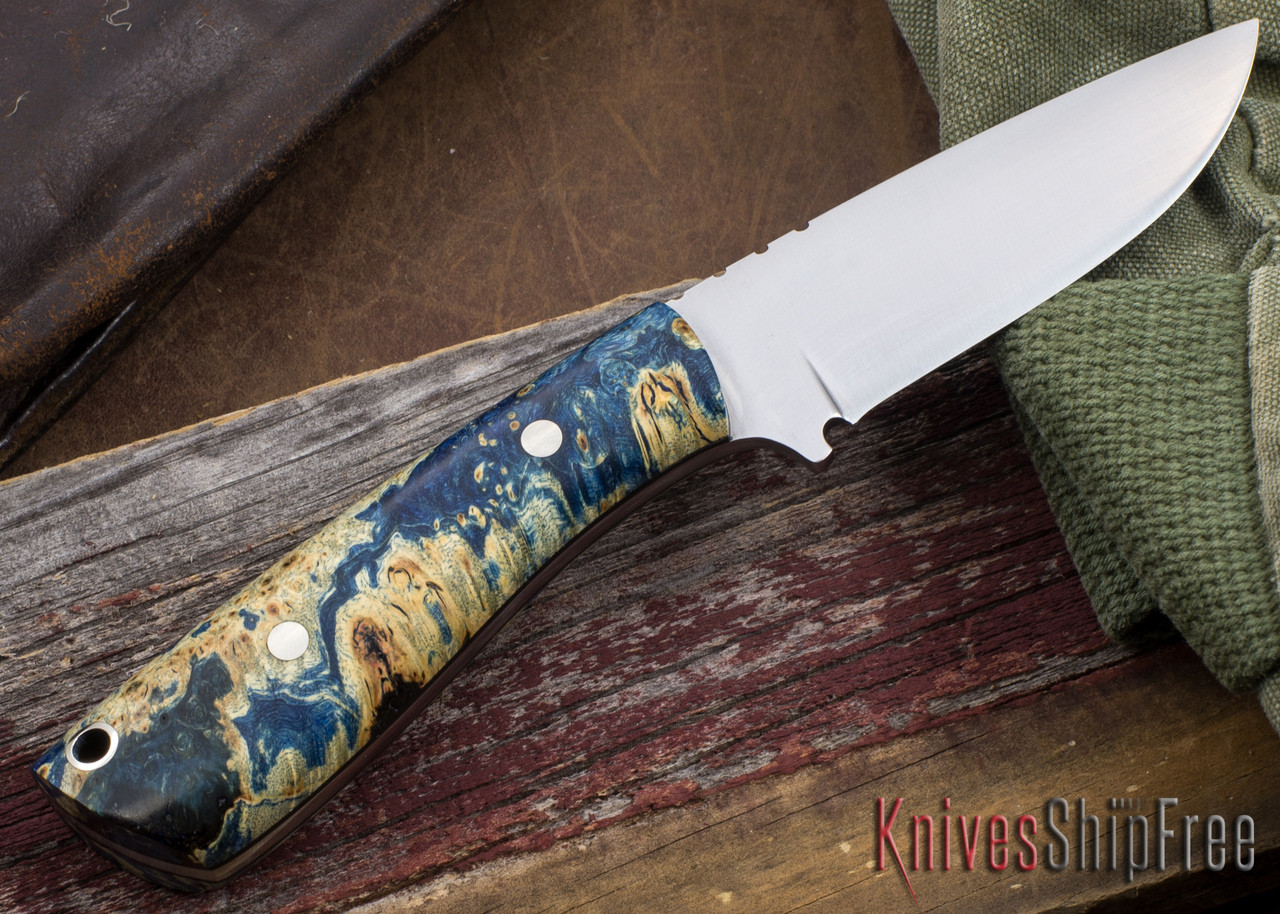 Cross Knives: Boys Hunter Knife - Blue Maple Burl - Black Liners